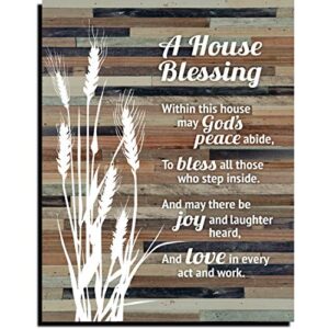 house blessing rustic wood plaque - keyhole for hanging made in the usa - 11.75" x 15"| plaques wall art decoration for your home or office | a house blessing within this house may gods peace abide