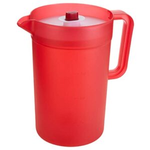 goodcook 1-gallon plastic airtight pitcher with vacuum seal lid, 1 gallon, red