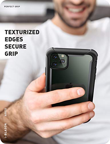 i-Blason Ares Case for iPhone 11 Pro Max 2019 Release, Dual Layer Rugged Clear Bumper Case with Built-in Screen Protector (Black)