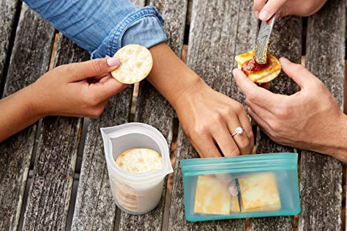 Zip Top Reusable Food Storage Bags | 3 Cup Set [Teal] | Silicone Meal Prep Container | Microwave, Dishwasher and Freezer Safe | Made in the USA