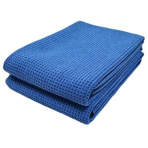 polyte elite microfiber drying towel (25x36, 2 pack, waffle, blue)