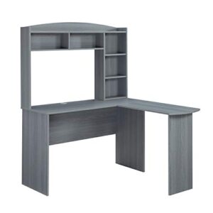 techni mobili modern hutch l-shaped computer desk, grey