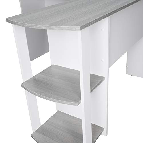 Techni Mobili L Shaped Desk - Modern Computer Desk with Corner Bookshelf & Side Storage Shelves for Home Office Accessories - Elegant, Space-Saving, & Minimalist Executive Table