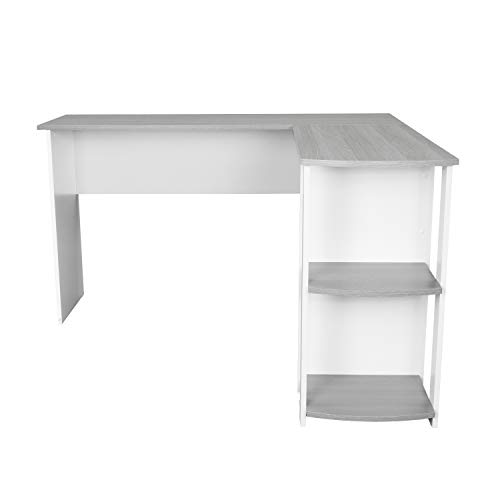 Techni Mobili L Shaped Desk - Modern Computer Desk with Corner Bookshelf & Side Storage Shelves for Home Office Accessories - Elegant, Space-Saving, & Minimalist Executive Table