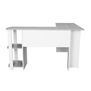 Techni Mobili L Shaped Desk - Modern Computer Desk with Corner Bookshelf & Side Storage Shelves for Home Office Accessories - Elegant, Space-Saving, & Minimalist Executive Table