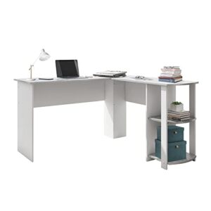 Techni Mobili L Shaped Desk - Modern Computer Desk with Corner Bookshelf & Side Storage Shelves for Home Office Accessories - Elegant, Space-Saving, & Minimalist Executive Table