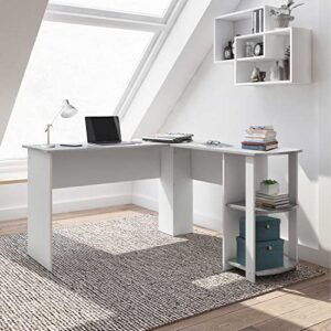 Techni Mobili L Shaped Desk - Modern Computer Desk with Corner Bookshelf & Side Storage Shelves for Home Office Accessories - Elegant, Space-Saving, & Minimalist Executive Table