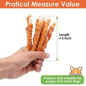 MON2SUN Dog Treats, Rawhide Twist Chicken Hide Sticks, Suitable for Puppy and Small Dogs, 5 Inch (Pack of 40)