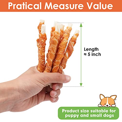 MON2SUN Dog Treats, Rawhide Twist Chicken Hide Sticks, Suitable for Puppy and Small Dogs, 5 Inch (Pack of 40)