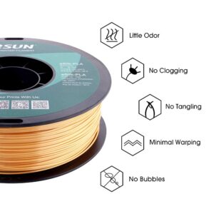 eSUN Silk PLA 3D Printer Filament, Dimensional Accuracy +/- 0.03 mm, 1 kg Spool, 1.75 mm, Gold