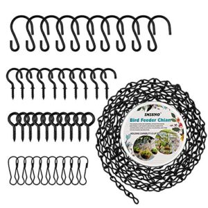 hanging chain for bird feeders, birdbaths, chimes, planters, lanterns and ornaments, wedding decoration, metal hook, outdoor/indoor use(black,156 inch)