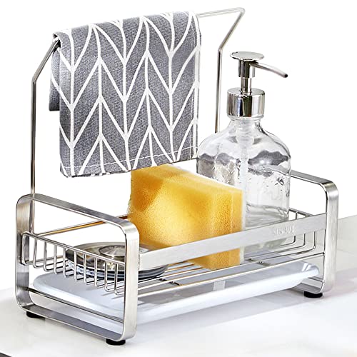 Sponge Holder - Kitchen Sink Organizer - Sink Caddy - Sink Tray - SUS304 Stainless Steel Soap Holder,9.45 x5.15 x8.1 inches,Large Size