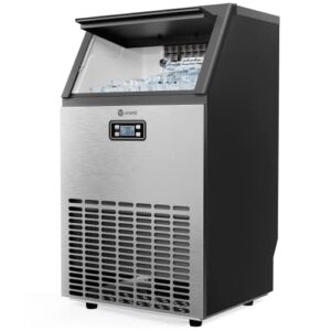 vremi commercial grade ice maker - produces 100 pounds of ice in 24 hrs with 29 pounds storage bin - stainless steel, freestanding automatic clear cube ice making machine perfect for home or business