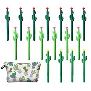 36 pcs cactus shaped rollerball pens +1 pcs cactus pencil bag,37 pcs cactus creative stationery set,cactus shaped black 0.5mm gel ink pen roller pen for school home office