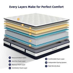 Vesgantti Twin XL Mattress 10 Inch Innerspring Multilayer Hybrid XL Twin Mattress - Ergonomic Design with Memory Foam and Pocket Spring Mattress Twin XL Size - Box Top Series Medium Firm Feel