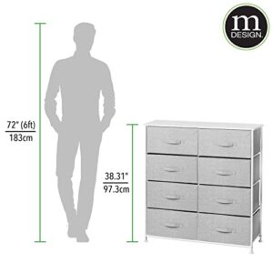 mDesign 38.31" High Steel Frame/Wood Top Storage Dresser Furniture Unit with 8 Removable Fabric Drawers - Large Bureau Organizer for Bedroom, Living Room, or Closet - Lido Collection, Gray