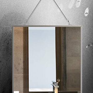 Liootech Fogless Shaving Shower Mirror, Fog Free Mirror Narrow Bezel Ultra-Thin 6.7 inch Metal Frame with 2 Stainless Steel Chains 17.3 & 10.6 inch