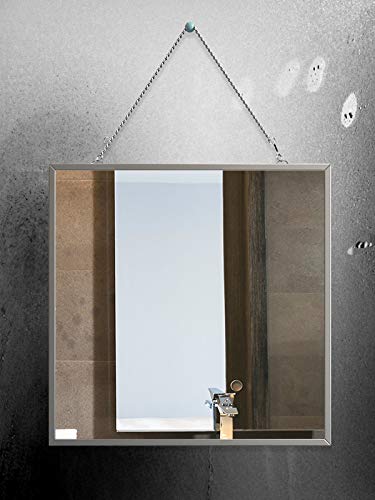 Liootech Fogless Shaving Shower Mirror, Fog Free Mirror Narrow Bezel Ultra-Thin 6.7 inch Metal Frame with 2 Stainless Steel Chains 17.3 & 10.6 inch