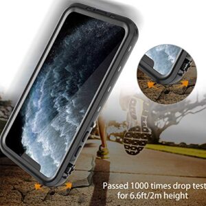 iPhone 11 Pro Max Case, iPhone 11 Pro Max Waterproof Full Body Rugged Clear Slim Case with Built-in Screen Protector Heavy Duty Shockproof Cover Underwater Cases for iPhone 11 Pro Max (Black&Gray)