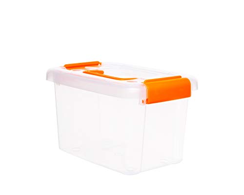 Noble Designs Storage Bins | Medium and Small Set (6q & 3.5q) | Perfect for Toy Set | Office Set | Outdoors and Outings Set | Latches Well | Orange Latches and Folding Handle