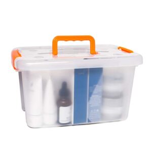 Noble Designs Storage Bins | Medium and Small Set (6q & 3.5q) | Perfect for Toy Set | Office Set | Outdoors and Outings Set | Latches Well | Orange Latches and Folding Handle