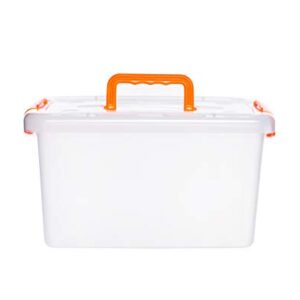 Noble Designs Storage Bins | Medium and Small Set (6q & 3.5q) | Perfect for Toy Set | Office Set | Outdoors and Outings Set | Latches Well | Orange Latches and Folding Handle