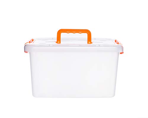 Noble Designs Storage Bins | Medium and Small Set (6q & 3.5q) | Perfect for Toy Set | Office Set | Outdoors and Outings Set | Latches Well | Orange Latches and Folding Handle