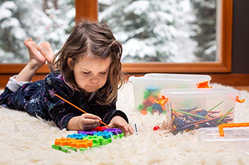 Noble Designs Storage Bins | Medium and Small Set (6q & 3.5q) | Perfect for Toy Set | Office Set | Outdoors and Outings Set | Latches Well | Orange Latches and Folding Handle