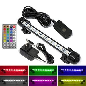 mingdak fish aquarium tank light - aquarium background light with timer auto on/off,wireless remote control,rgb colored changing, underwater submersible led light,7.5 inch 9 leds