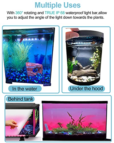 MingDak Fish Aquarium Tank Light - Aquarium Background Light with Timer Auto On/Off,Wireless Remote Control,RGB Colored Changing, Underwater Submersible LED Light,7.5 inch 9 LEDs