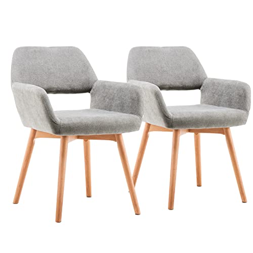 Homy Grigio Modern Dining Chairs Set of 4, Kitchen & Dining Room Chairs Dining Chairs Set of 2 for Living Room Bedroom Dining Room Arm Chairs Guest with Solid Wood Legs (Set of 2,Gray)