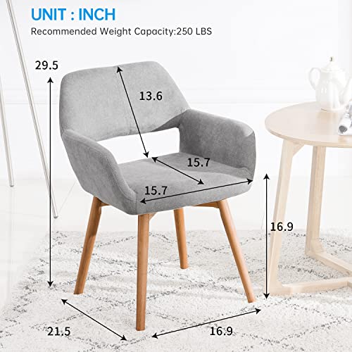 Homy Grigio Modern Dining Chairs Set of 4, Kitchen & Dining Room Chairs Dining Chairs Set of 2 for Living Room Bedroom Dining Room Arm Chairs Guest with Solid Wood Legs (Set of 2,Gray)