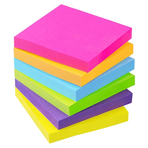 Sticky Notes 3x3 Self-Stick Notes 6 Bright Multi Colors Sticky Notes 6 Pads 100 Sheet/Pad