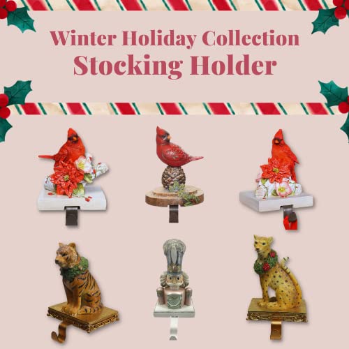 Comfy Hour 9" Polyresin Dog Wearing Hat Stocking Hanger for Christmas Decoration, Red, Winter Holiday Collection