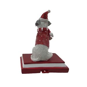 Comfy Hour 9" Polyresin Dog Wearing Hat Stocking Hanger for Christmas Decoration, Red, Winter Holiday Collection