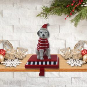 Comfy Hour 9" Polyresin Dog Wearing Hat Stocking Hanger for Christmas Decoration, Red, Winter Holiday Collection