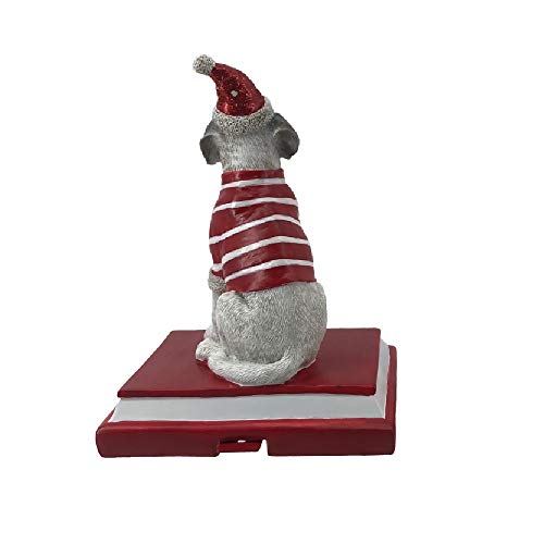 Comfy Hour 9" Polyresin Dog Wearing Hat Stocking Hanger for Christmas Decoration, Red, Winter Holiday Collection