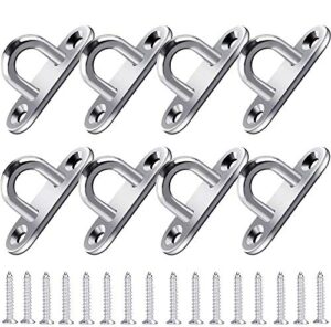 stainless steel ceiling hook pad eye plate, bestzy 1.8 inch pad eye plate wall mount hook, marine hardware staple hook loop screws set (pack of 8)