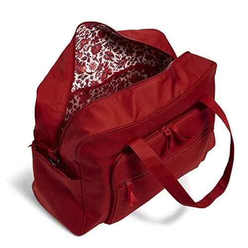 Vera Bradley Women's Cotton Weekender Travel Bag, Cardinal Red - Recycled Cotton, One Size