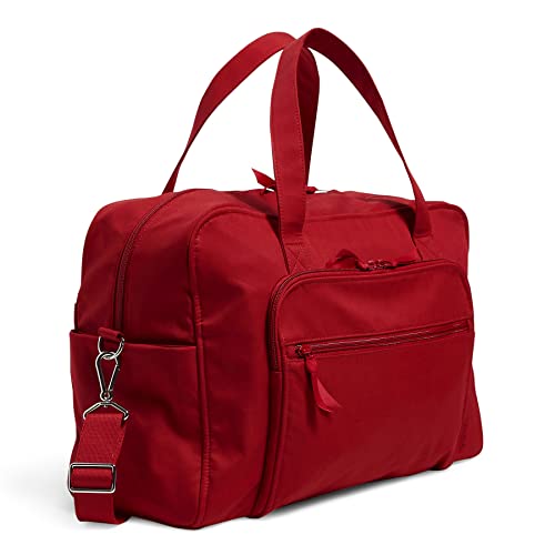 Vera Bradley Women's Cotton Weekender Travel Bag, Cardinal Red - Recycled Cotton, One Size