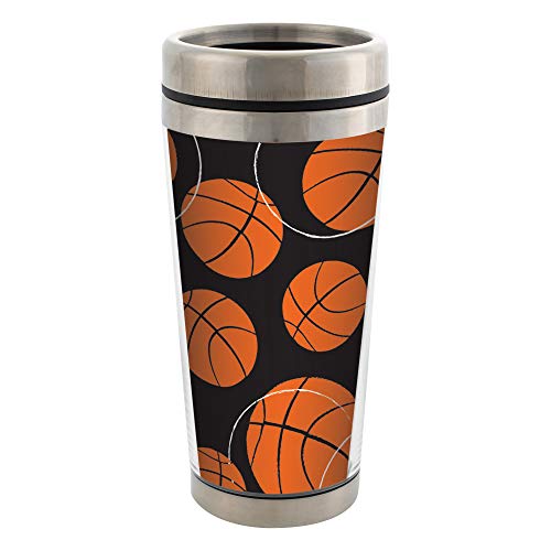 Elanze Designs Basketball Stainless Steel 16 oz Travel Mug with Lid