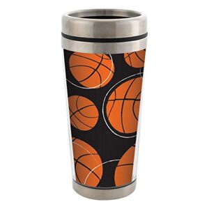 Elanze Designs Basketball Stainless Steel 16 oz Travel Mug with Lid