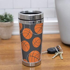 Elanze Designs Basketball Stainless Steel 16 oz Travel Mug with Lid