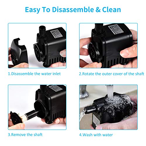 Fountain pump 400GPH 25W Outdoor Fountain Water Pump kit Pond Pump Submersible Pump with 2 Nozzles Hose Tubing for Aquarium Fish Tank Fountain Pond submersible Hydroponic And Backyard Garden