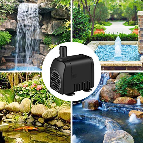 Fountain pump 400GPH 25W Outdoor Fountain Water Pump kit Pond Pump Submersible Pump with 2 Nozzles Hose Tubing for Aquarium Fish Tank Fountain Pond submersible Hydroponic And Backyard Garden