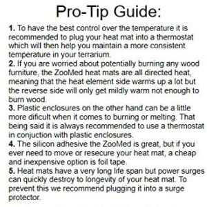 DBDPet ReptiTherm 10-20 Gallon Heat Mat - with Attached 5 Point Pro-Tip Guide - Reptile Heat Mat