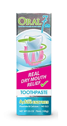 Oral7 Dry Mouth Toothpaste Containing Enzymes with Xylitol, Moisturizing and Teeth Whitening Toothpaste, Promotes Gum Health and Fresh Breath, Oral Care and Dry Mouth Products 2.5oz (2 Pack)