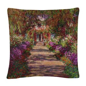 trademark fine art pathway garden by claude monet, 16x16 decorative throw pillow, multi-color