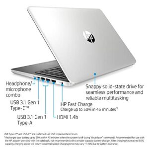 HP 14-Inch Laptop, 10th Gen Intel Core i3-1005G1, 4 GB SDRAM, 128 GB Solid-State Drive, Windows 10 Home in S Mode (14-dq1010nr, Silver)