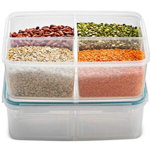 Komax Biokips Large Food Storage Container w/4 Nestable Compartments – Food Containers for Grains, Beans, Sugar, & Rice Storage – Airtight Rice Container – BPA-Free Food Storage Containers (175 oz)